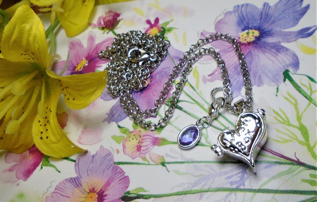 Heart Wish Box Necklace: Stainless Steel Pendant With Crystal - Etsy