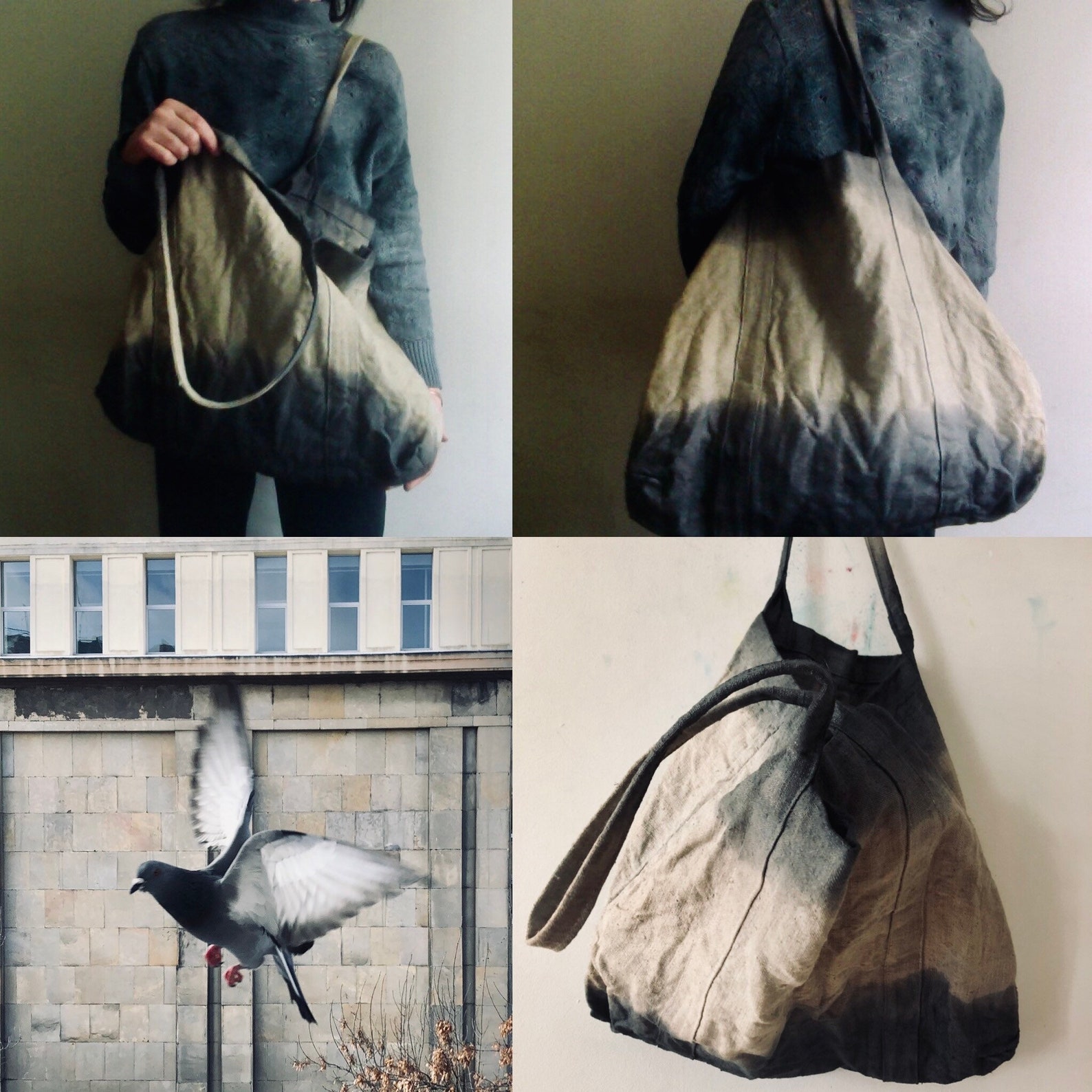 Linen Tote Bag Hand-dyed Linen Bag Recycled Linen Bag Large - Etsy