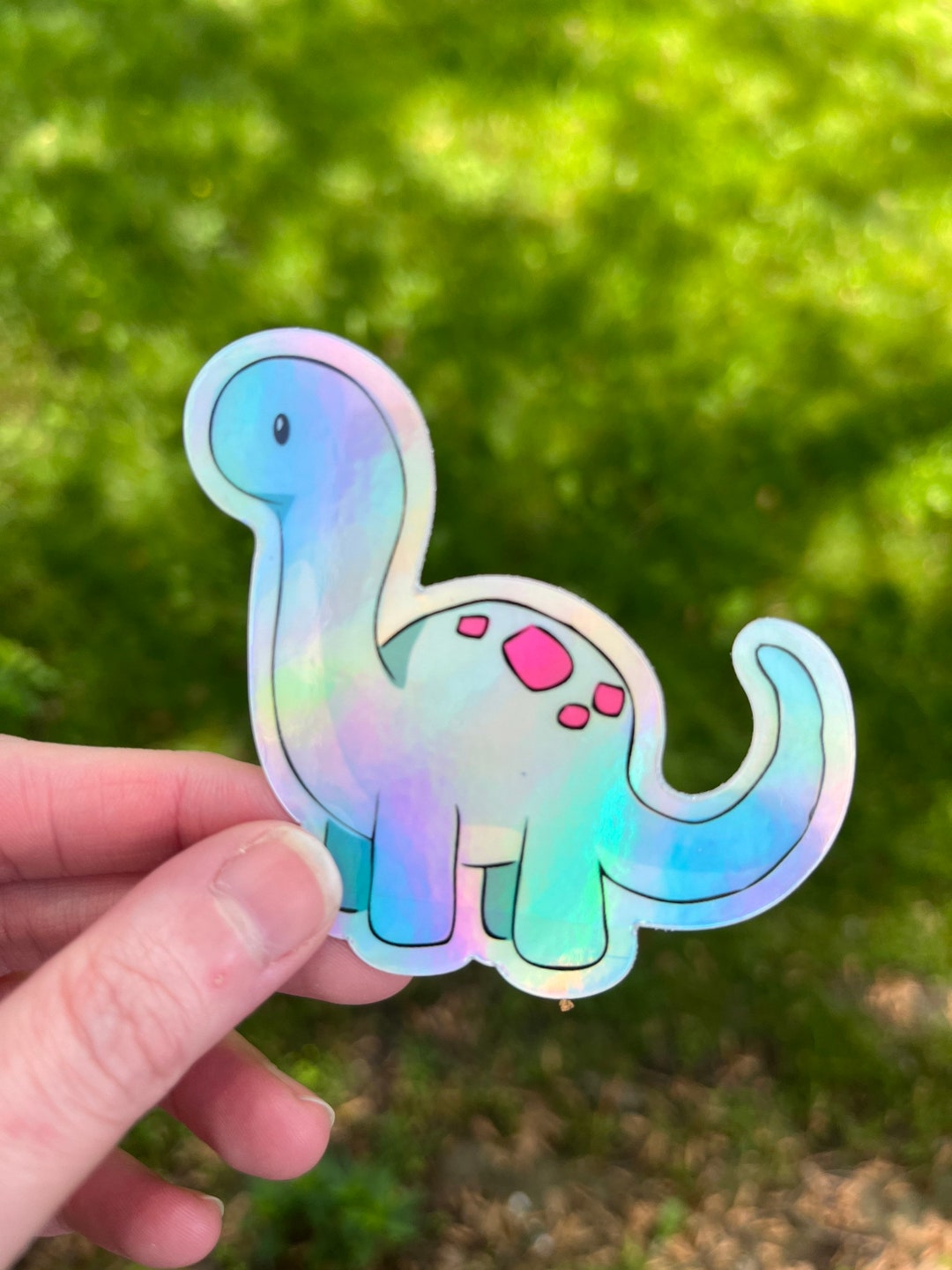 Holographic Light Blue Long Neck Dino Sticker - Etsy