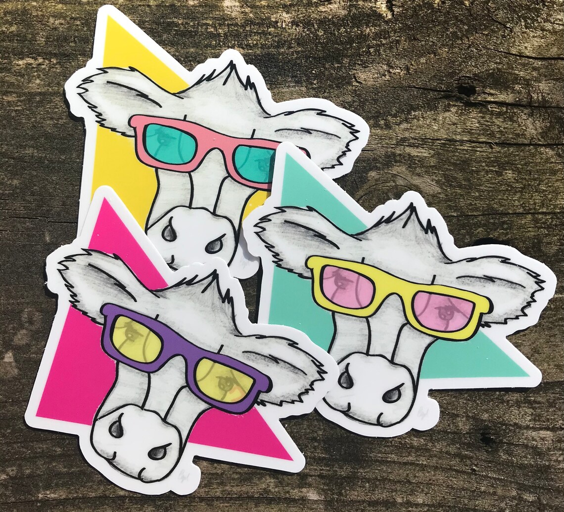 Cow Wearing Purple Sunglasses Pink Triangle Sticker | Etsy
