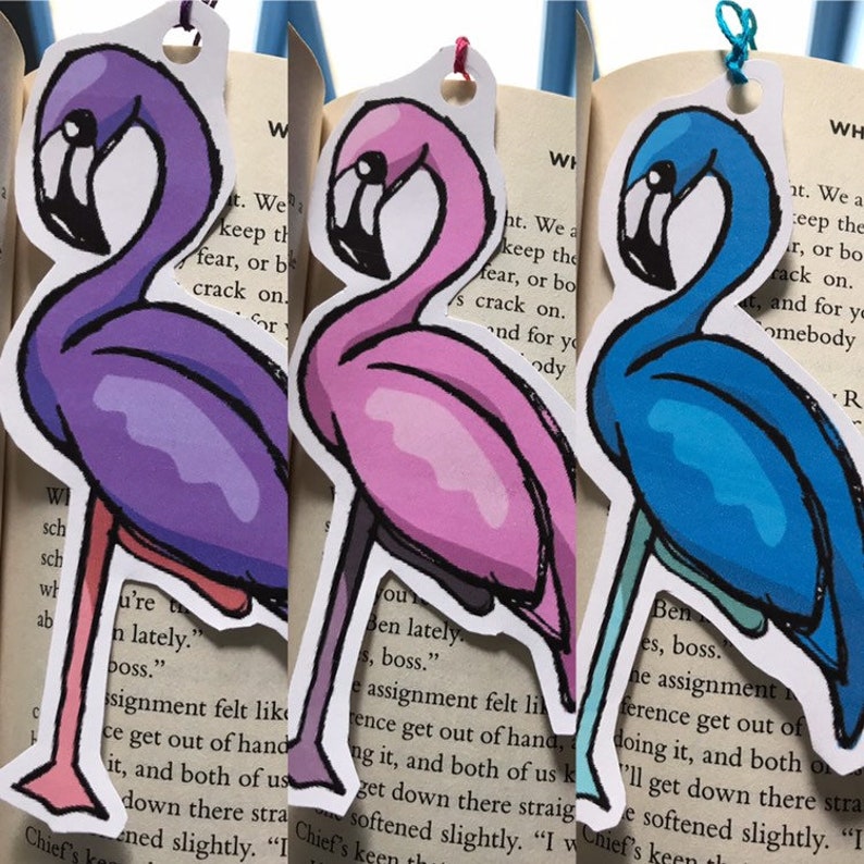Flamingo Bookmarks 3 in a Pack blue Pink Purple - Etsy