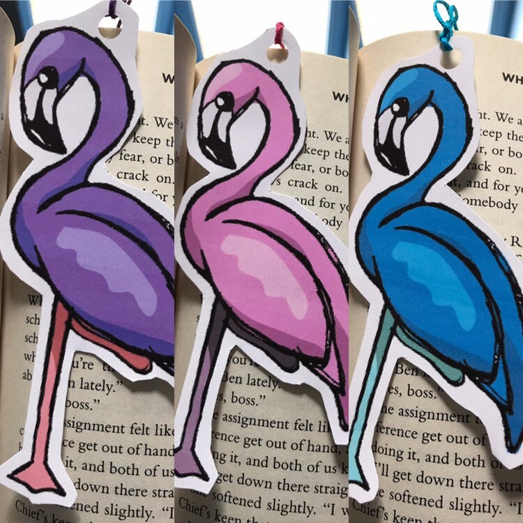 Flamingo Bookmarks 3 in a Pack blue Pink Purple | Etsy