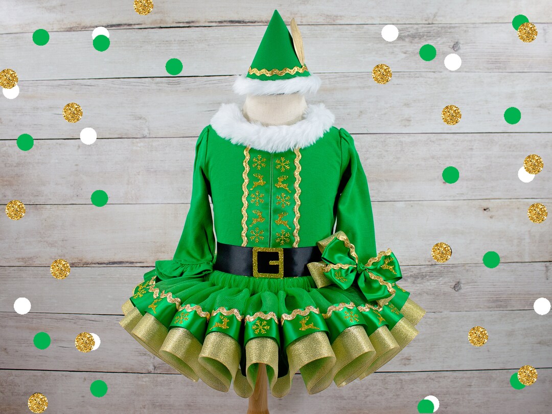 Elf Tutu Dress Girl Elf Costume Girls Holiday Dress Christmas Pageant ...