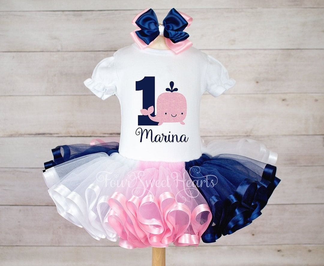 Whale First Birthday Outfit: Nautical Tutu, Personalized Shirt & Bow - Etsy
