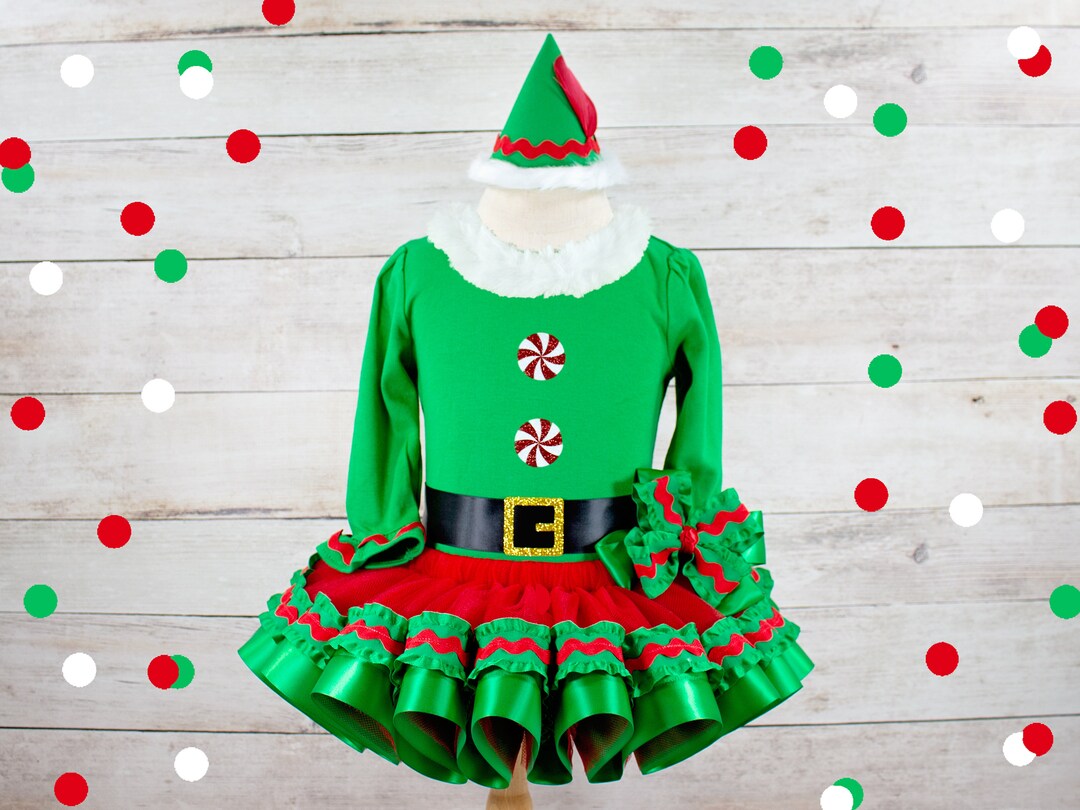 Elf Tutu Dress Girl Elf Costume Girls Holiday Dress Christmas Pageant ...