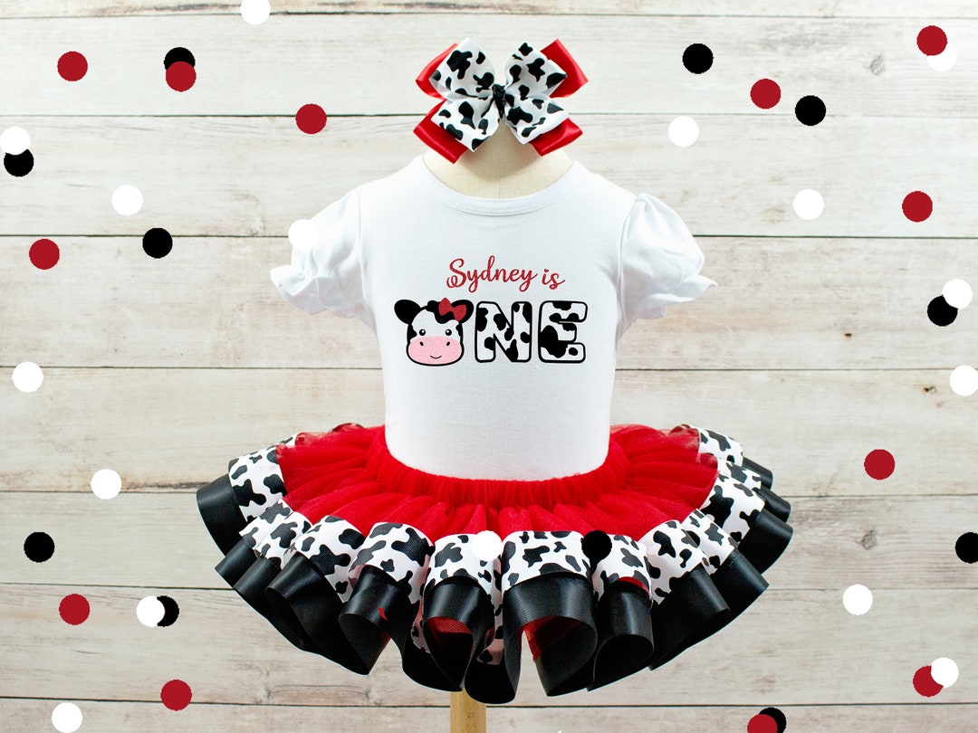 Farm Birthday Outfit Girls Barnyard First Birthday Cow Outfit Girl Cow ...