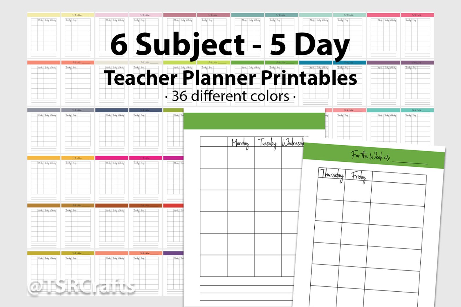 Teacher's 6 Subject Printable Planner Templates Bundle - Etsy