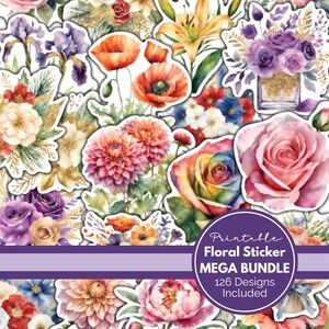Print and Cut Flower Stickers Printable Stickers Floral Sticker Junk ...