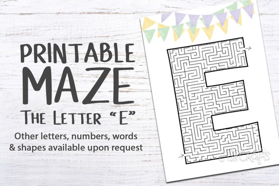 Printable Letter E Maze Activity Page for Kids 1 One Page | Etsy