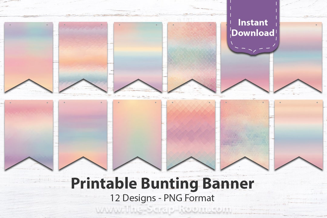 Printable Bunting Banner, Pastel Printable Banner, Baby Shower Banner ...