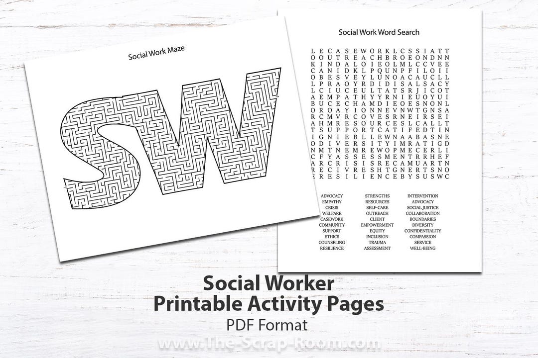 Social Worker Printable Activity Pages Printable Maze and Word Search ...