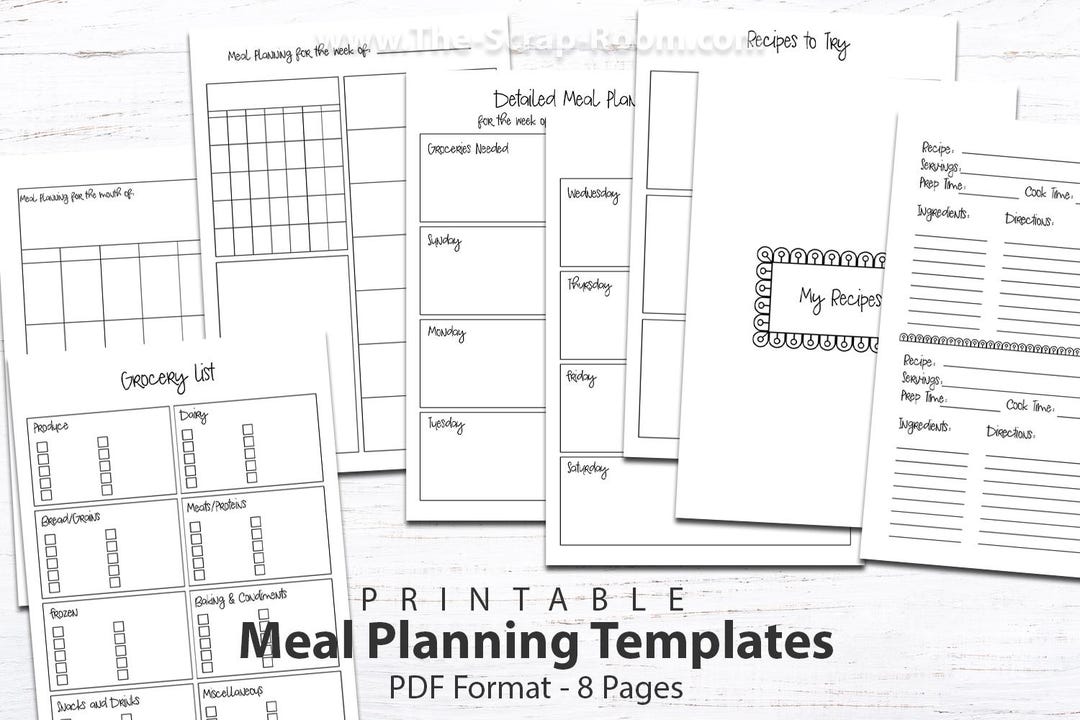 Printable Meal Planning Templates: Printable Planner Inserts, Meal ...