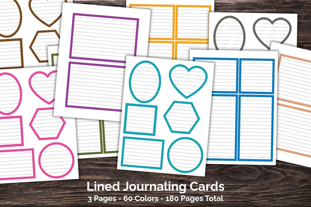Lined Journaling Cards Printable Bundle Scrapbook Journal Mats ...