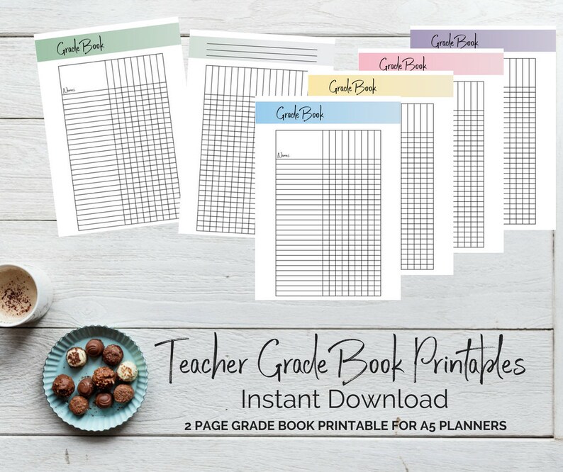 Teacher's Grade Book Printable Planner Templates Bundle | Etsy