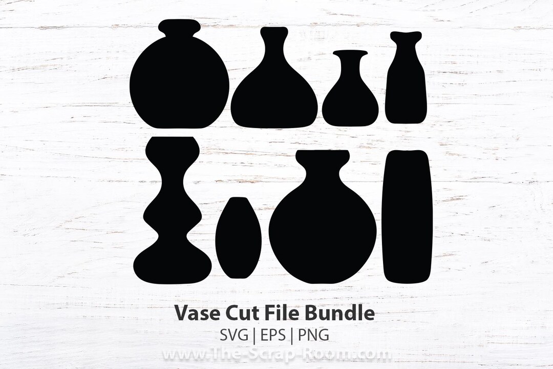 Flower Vases Cut File Bundle EPS PNG SVG Vases to Cut Out for Crafts ...