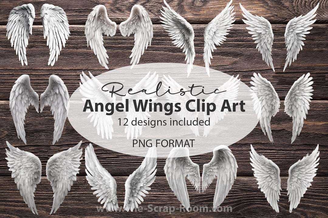 Memorial Angel Wings Clip Art Bundle PNG Wings Realistic Plus 100 FREE ...