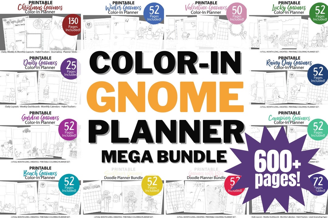 Printable Planner Bundle With Adorable Gnome Art and Seasonal Themes ...