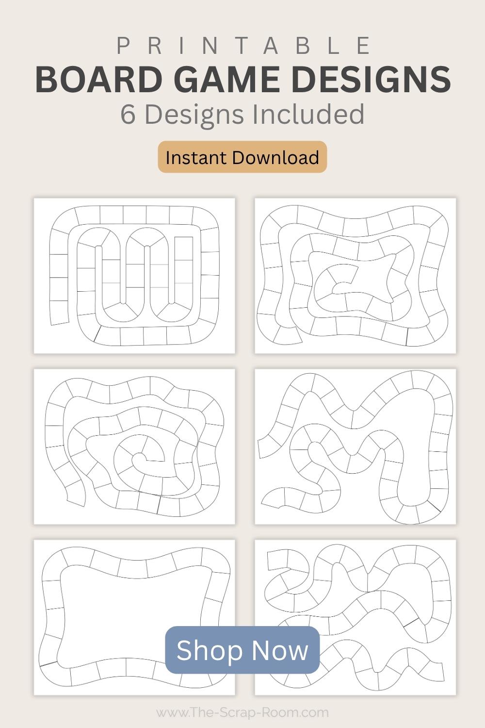 Printable Blank Board Game Templates Game Design Printable Game Diy ...