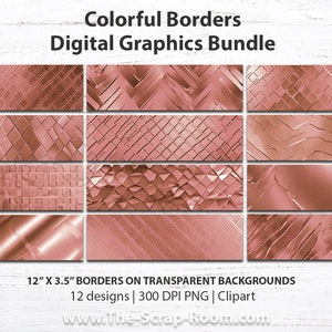 Rose Gold Metallic Digital Borders: Metallic Paper, Printable Paper ...