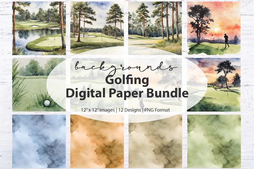 Golfing Digital Paper Pack Golf Background Golf Scrapbook Paper ...