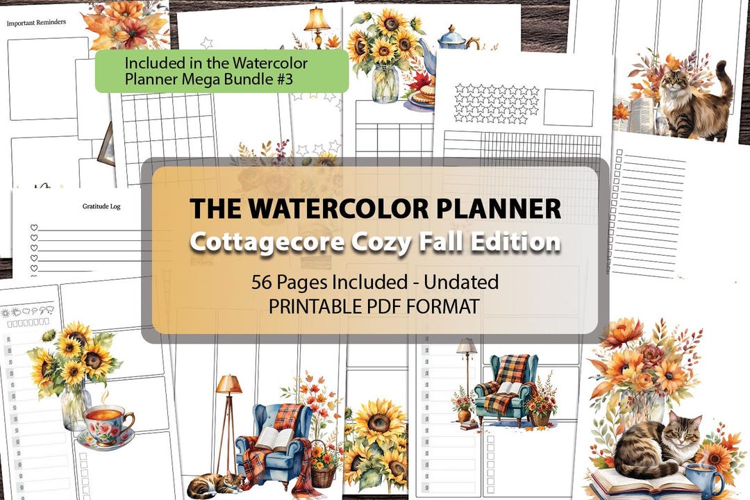 Printable Cozy Autumn Planner Cottagecore Daily Weekly Monthly Trackers ...