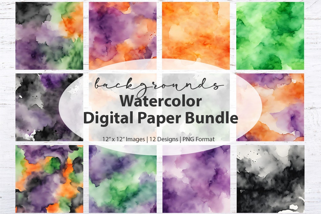 Halloween Watercolor Digital Paper Pack Watercolor Paper, Printable ...
