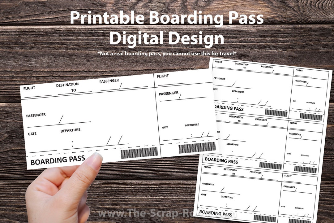 Printable Boarding Pass Ticket Design for Scrapbooking and Other Paper ...
