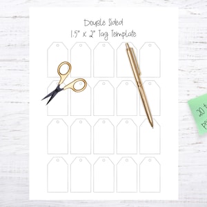 Printable Tag Template /digital Tag Template 1.5" X 2" Blank Gift ...
