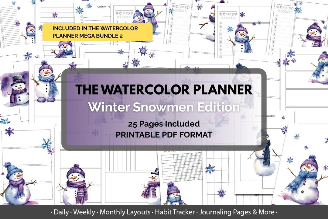 Winter Printable Planner Inserts - Snowman Printable Planner, Cute ...