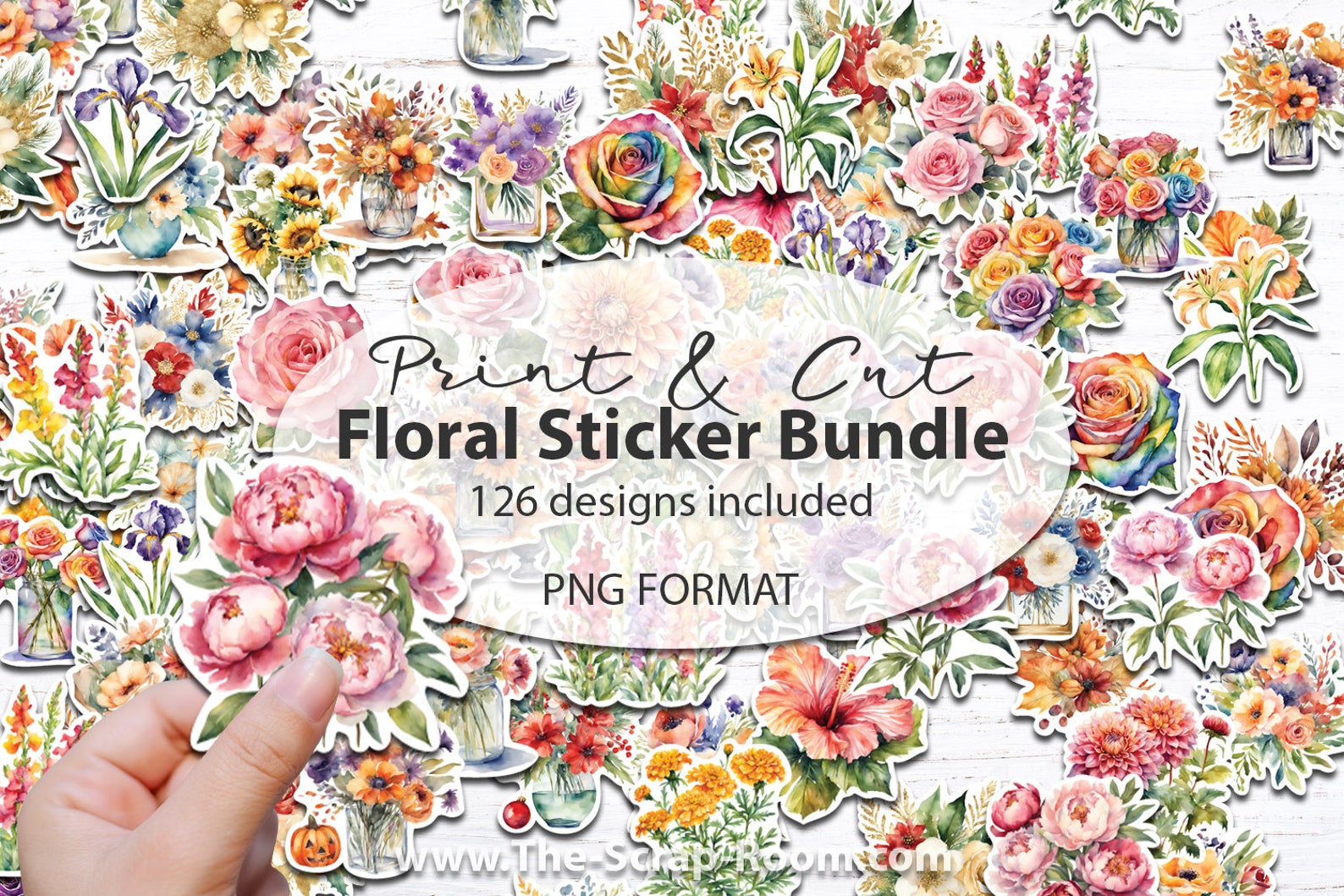 Print and Cut Flower Stickers Printable Stickers Floral Sticker Junk ...