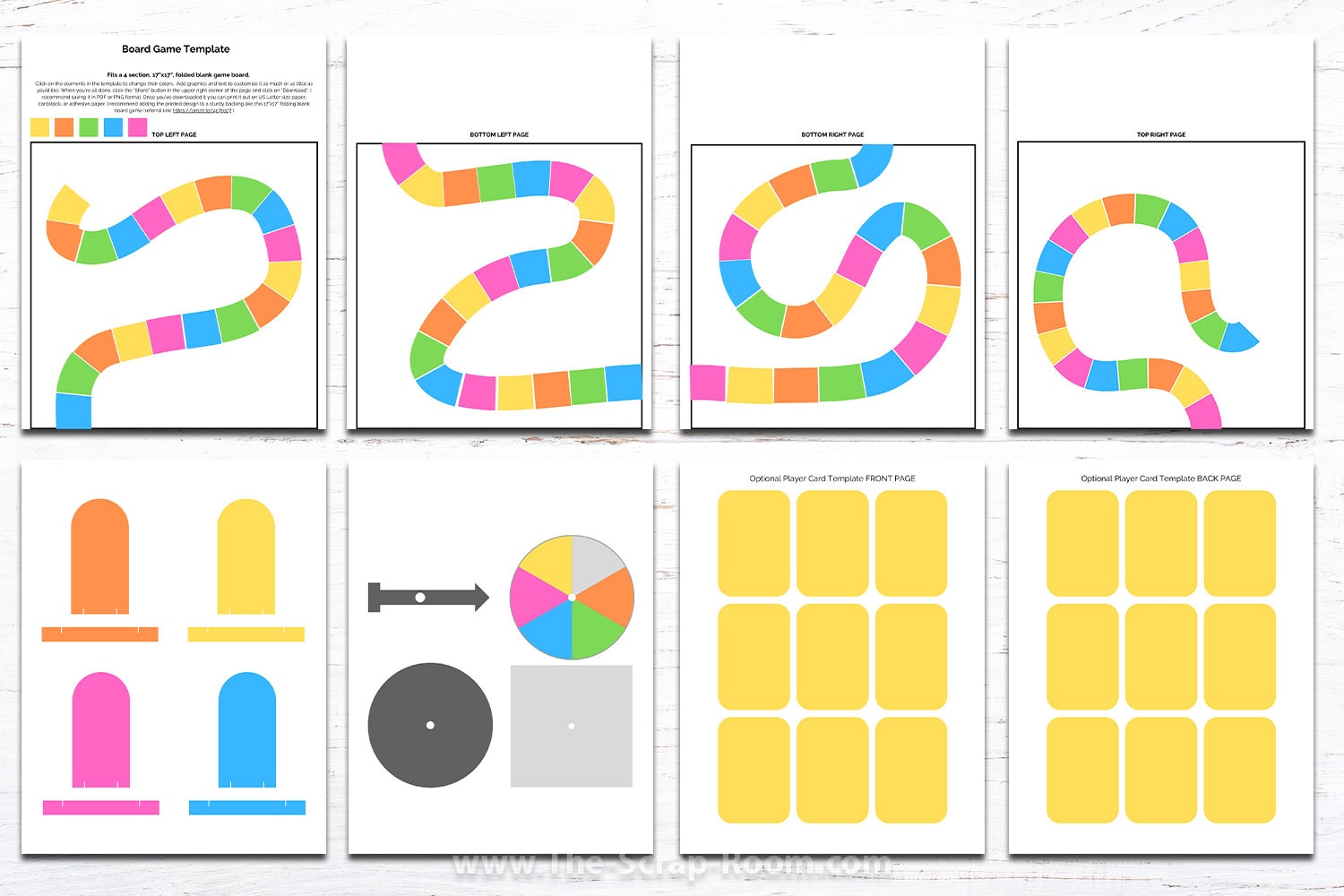 Editable Board Game Template 1B Customizable Game Board Template Canva ...