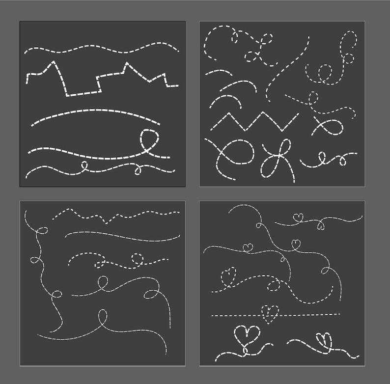 White Dotted Line Doodles 30 Design Set Heart Bundle - Etsy