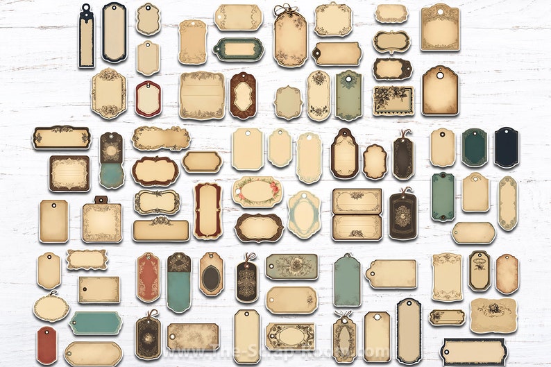 Vintage Tags Print and Cut Set: Tag Png, Old Tag, Antique Tags ...