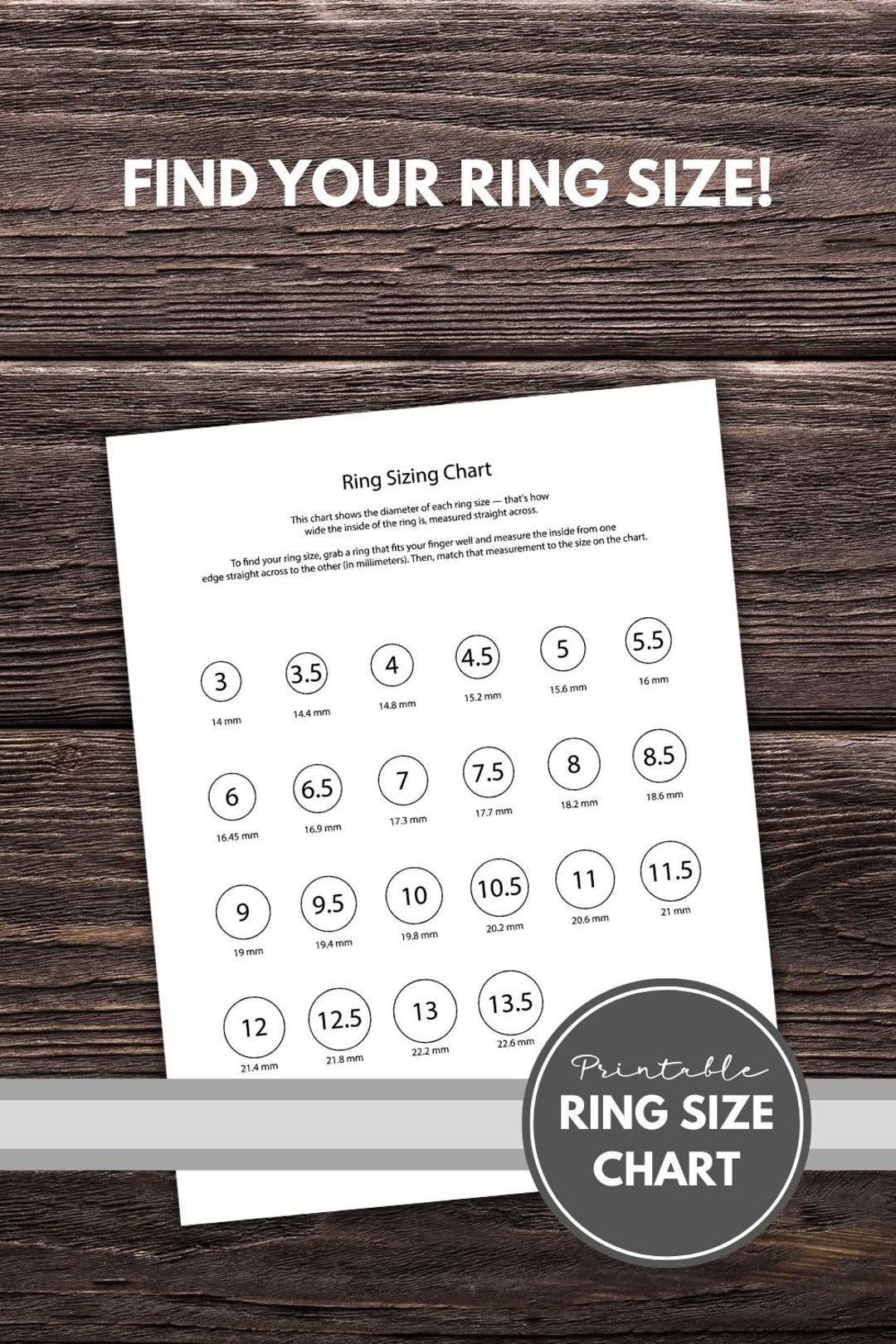 Printable Ring Size Chart Rings US Ring Size Chart Printable Jewelry ...