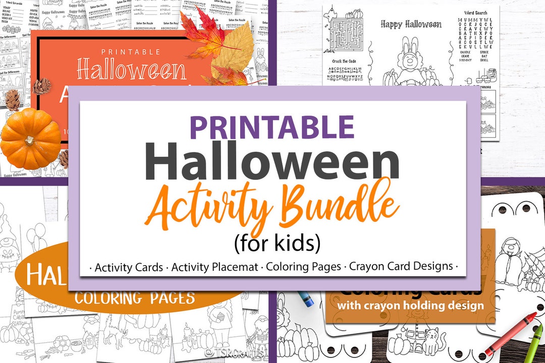 Printable Kids Halloween Activity Bundle, Games for Kids: Educational ...