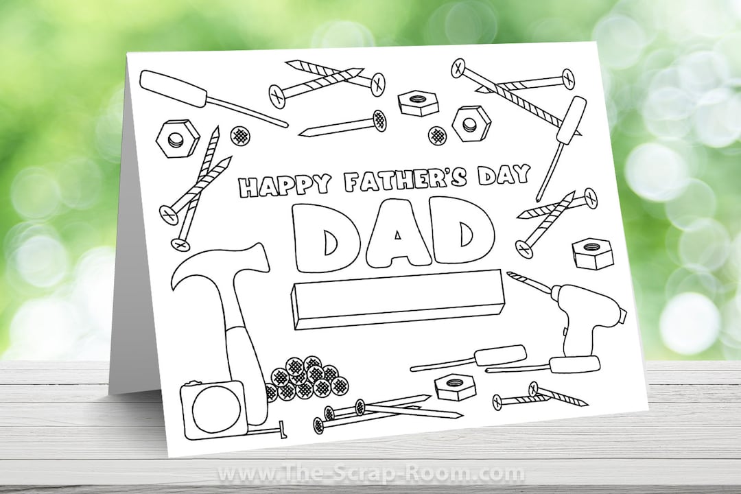 Printable Coloring Card - Father's Day Tool Card for Dad Printable Card ...