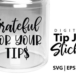 Tip Jar Digital Sticker Tip Jar Design grateful for Your Tips Digital ...