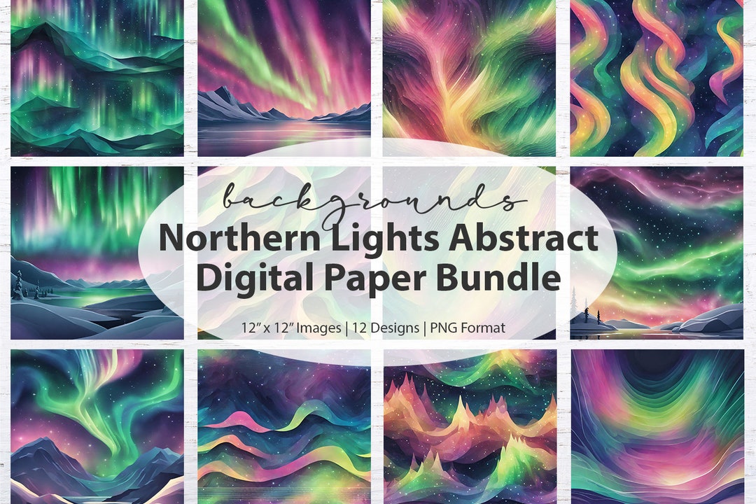 Northern Lights Digital Paper Pack: Paper, Printable Paper, Digital ...