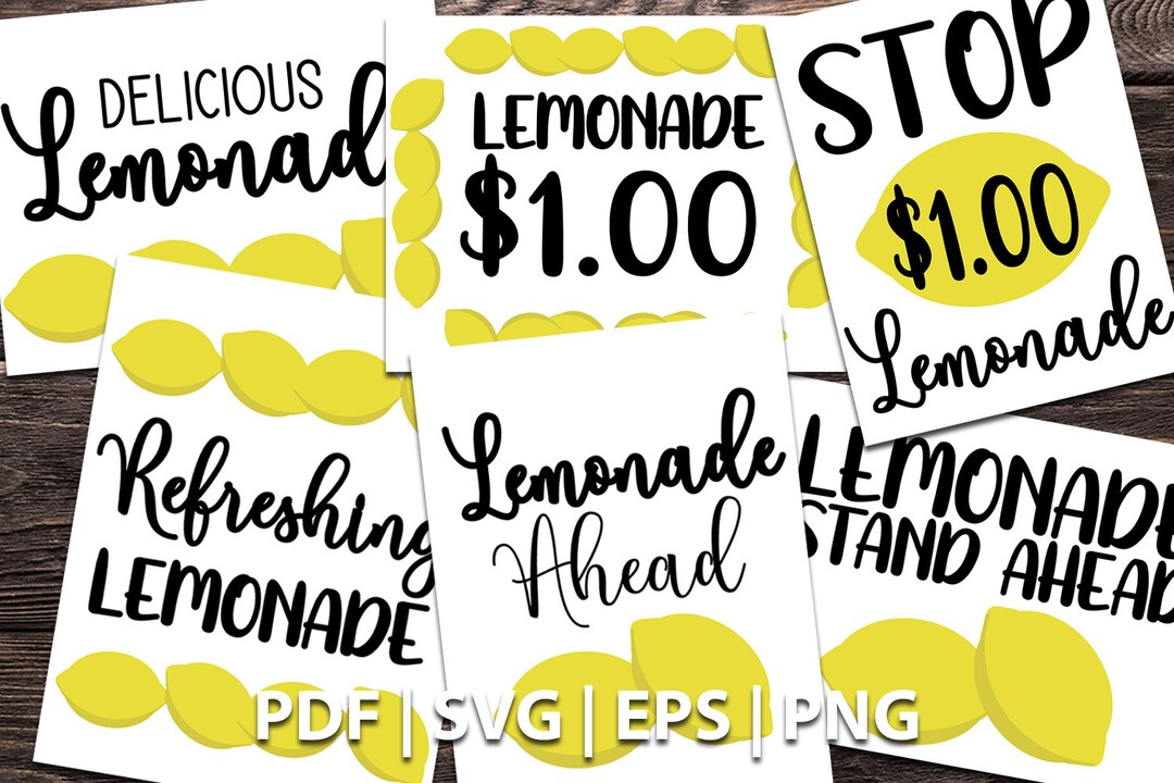 Lemonade Sign Design Bundle - 6 Lemonade Stand Marketing Signs to Print ...