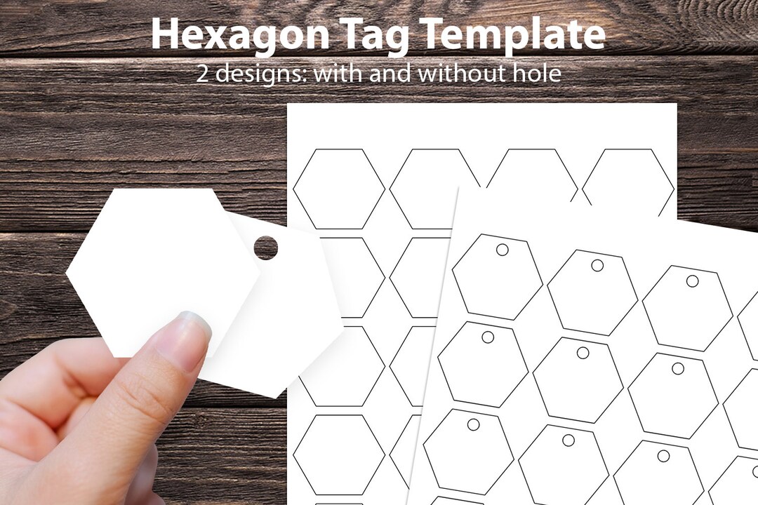 Hexagon Hang Tag Template 2 Hexagon Tags Template - Etsy