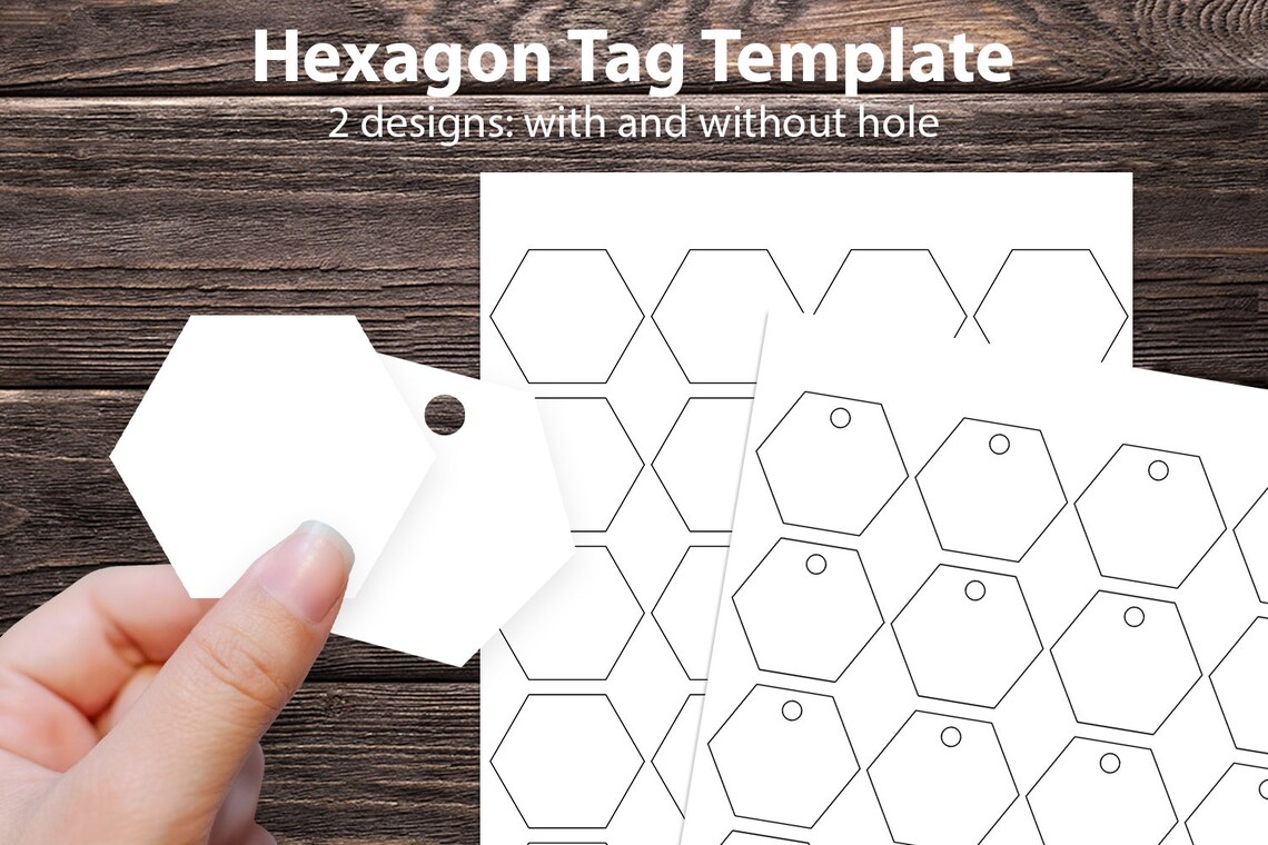 Hexagon Hang Tag Template 2 Hexagon Tags Template - Etsy