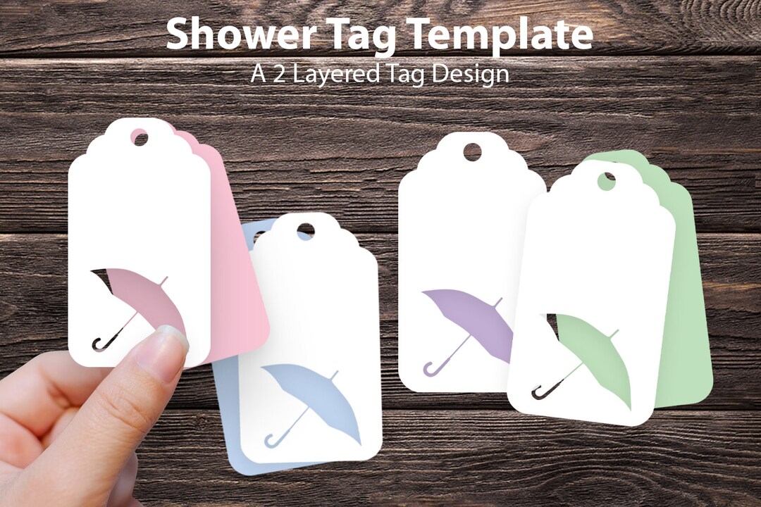 Hang Tag Template - Shower Tag Template With Umbrella - Digital Tag ...
