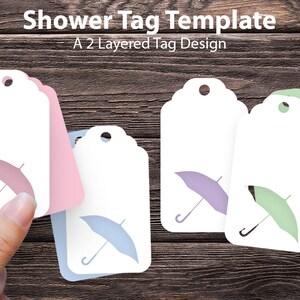 Hang Tag Template - Shower Tag Template With Umbrella - Digital Tag ...