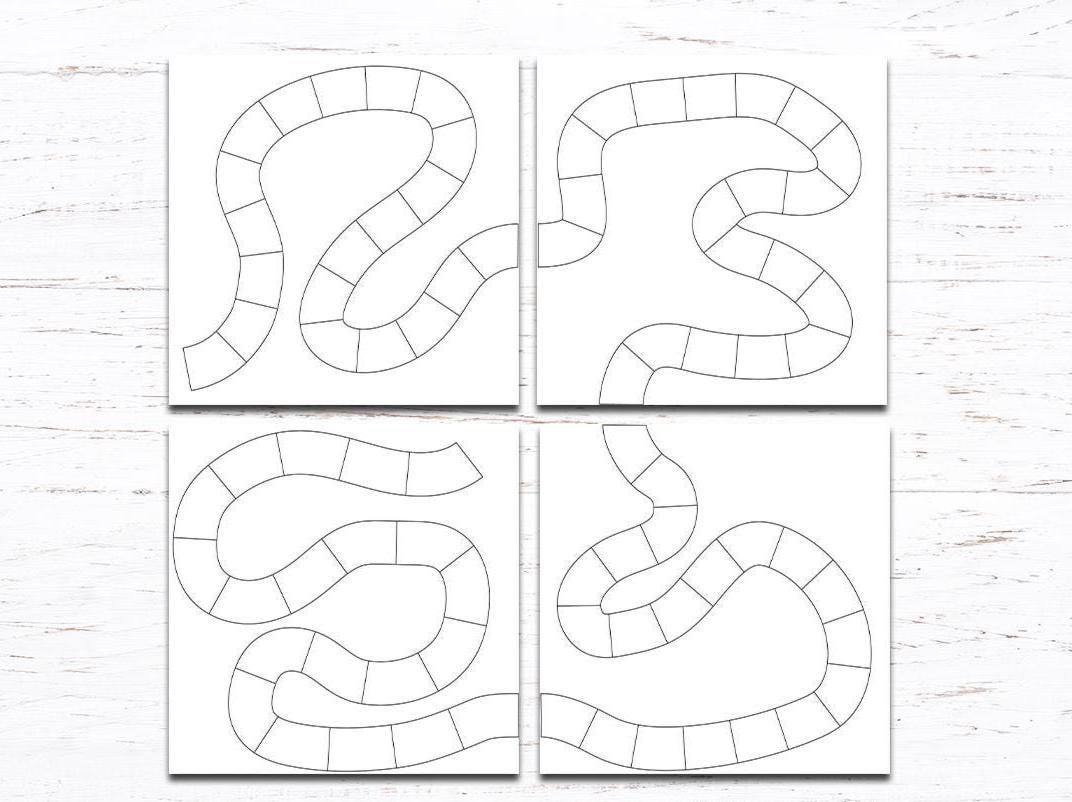 Printable Blank Board Game Templates 4 Pieces Layout Set #3 Game Design ...