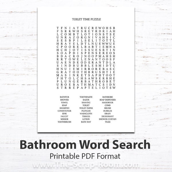 Bathroom Word Search - Etsy