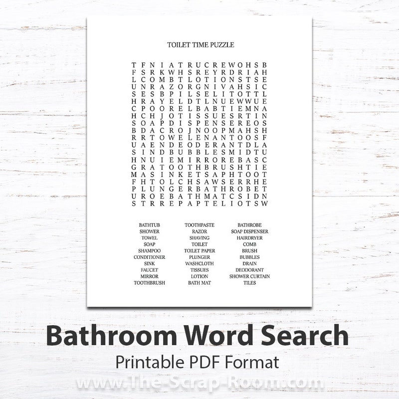 Bathroom Word Search - Etsy
