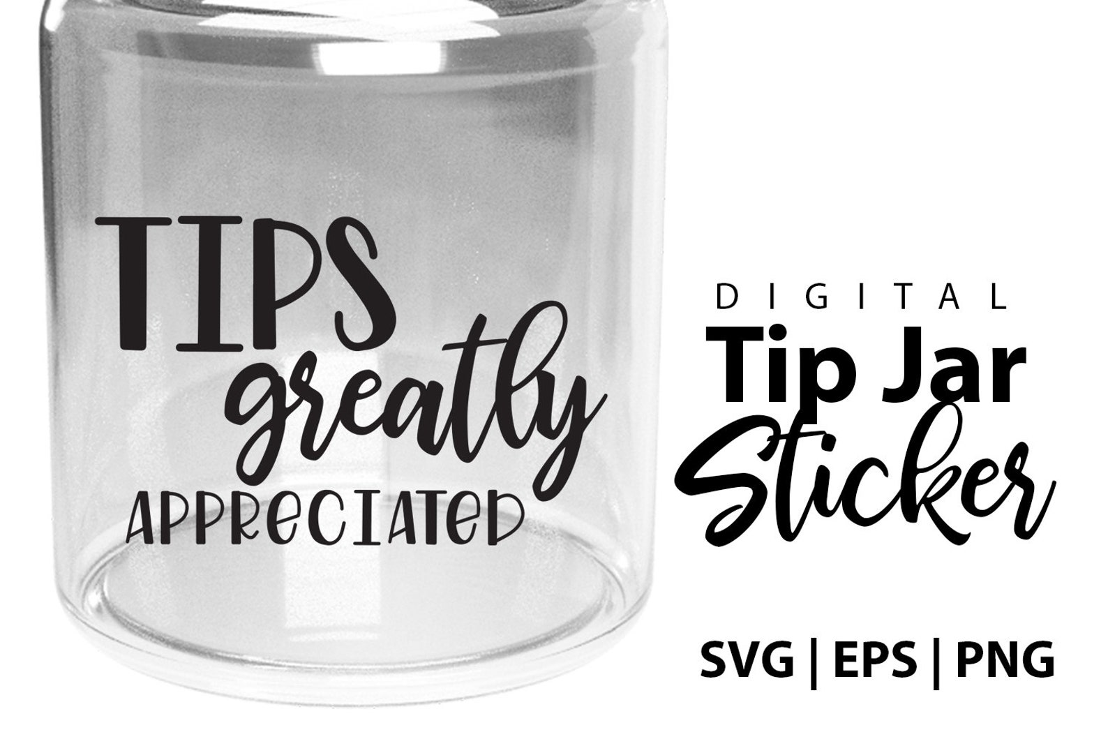 Tip Jar Digital Sticker Tip Jar Design tips Greatly - Etsy