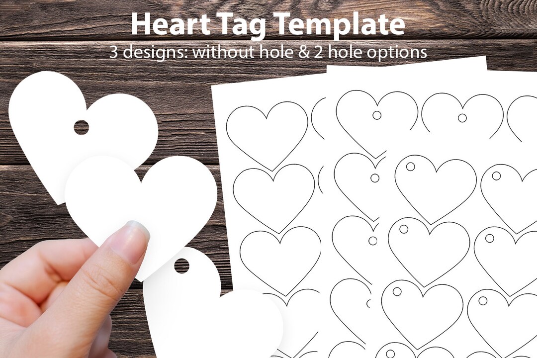 Heart Hang Tag Template 2.5" Heart Tags Template - Etsy