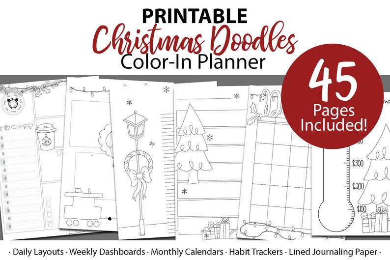 Christmas Planner Journal Templates Bundle Christmas Coloring Planner ...