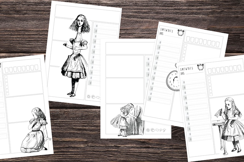 Alice in Wonderland Printable Planner Inserts the Doodle Planner Series ...